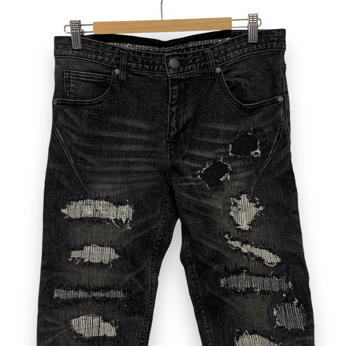 [M] Number Nine Nano Universe Cropped Distressed Denim Jeans Black ...